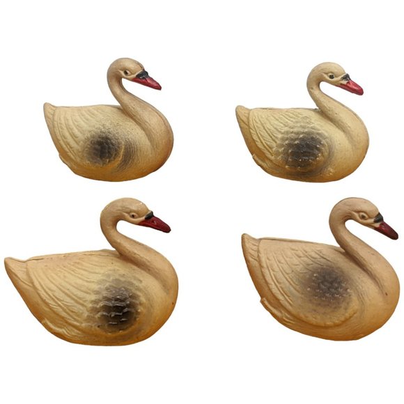 Accents | Celluloid Swan 4 Piece Set Flock Gaggle Miniature Plastic Toy ...